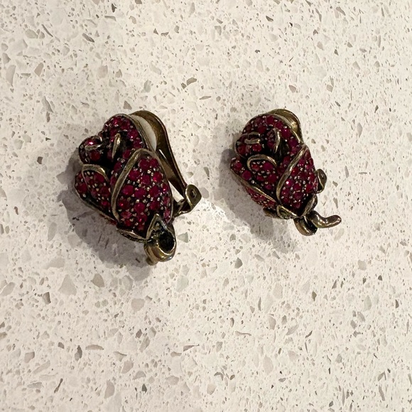 Heidi Daus | Jewelry | Heidi Daus Red Rose Earrings | Poshmark